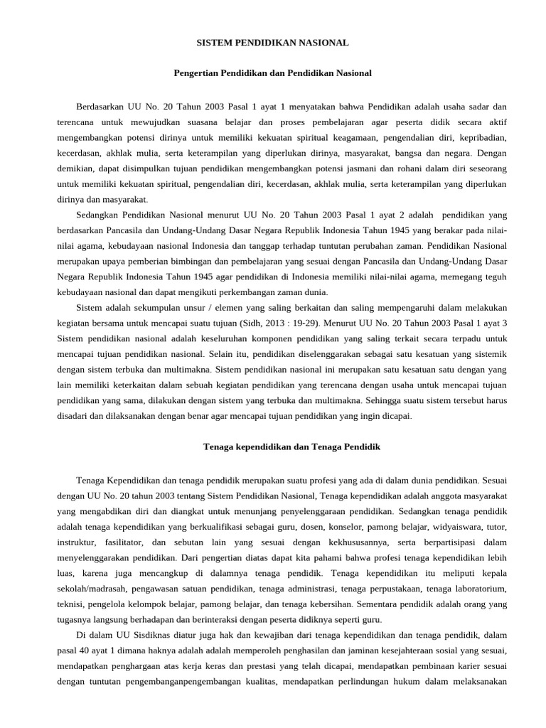 Sistem Pendidikan Nasional | PDF