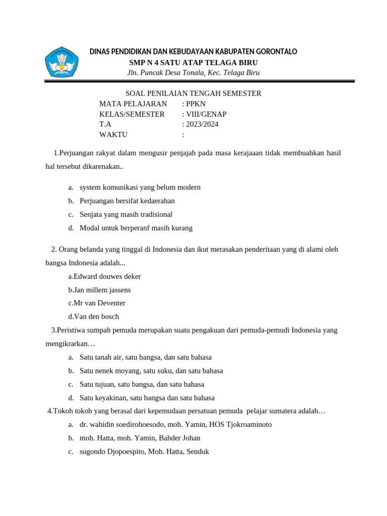 Soal PTS - PKN - Kelas - 8 Genap 2024 | PDF