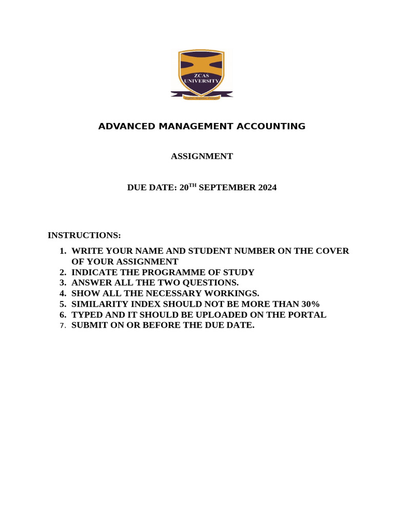 Assignment For August 2024 Pdf
