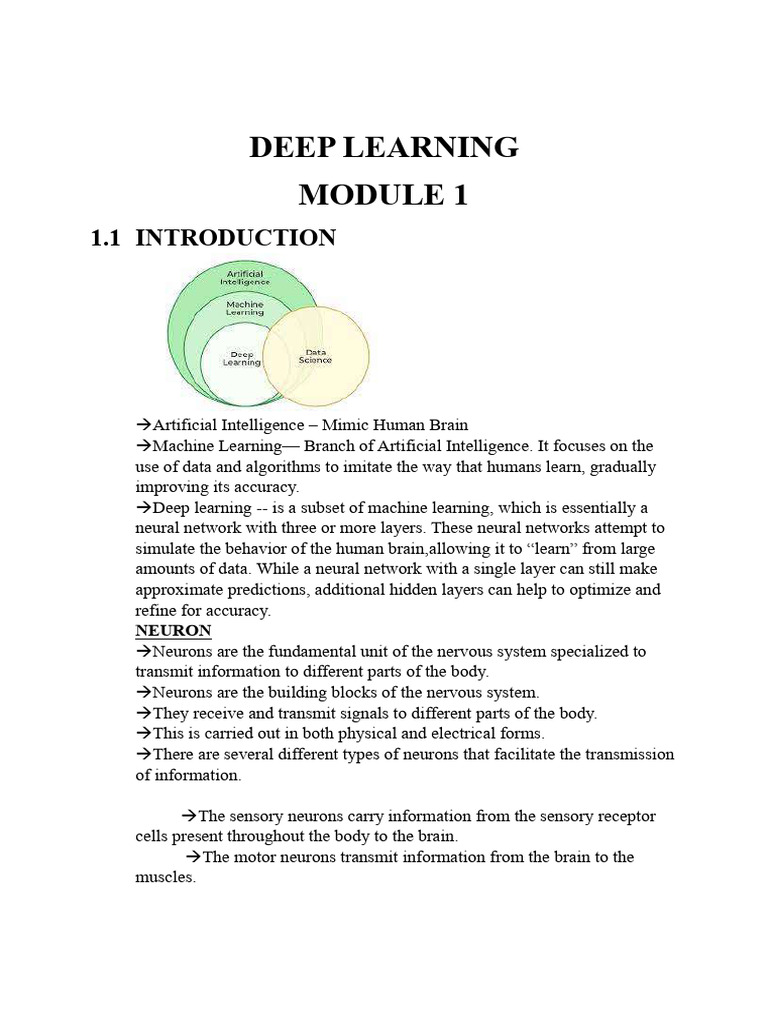 DL Mod 1 | PDF | Artificial Neural Network | Neuron
