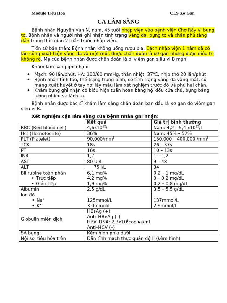 (TH) Case - Xơ Gan | PDF