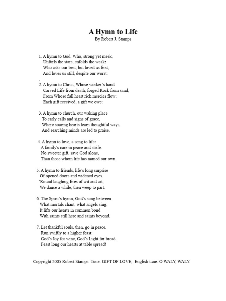 A Hymn To Life Final 6 11 | PDF
