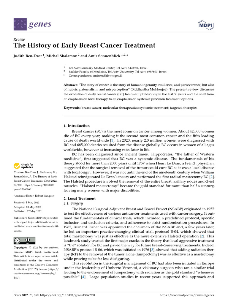 The History of Early Breast Cancer Treatment | PDF | Mastectomy | Cancer