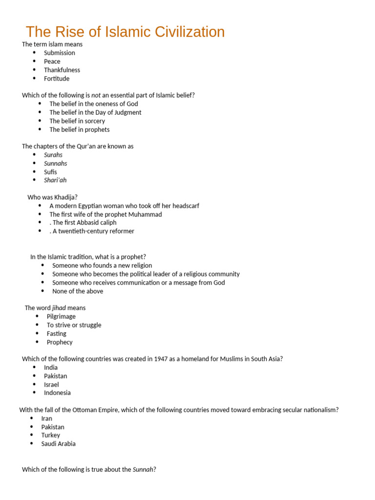 The Rise of Islamic Civilization | PDF | Muhammad | Caliphate