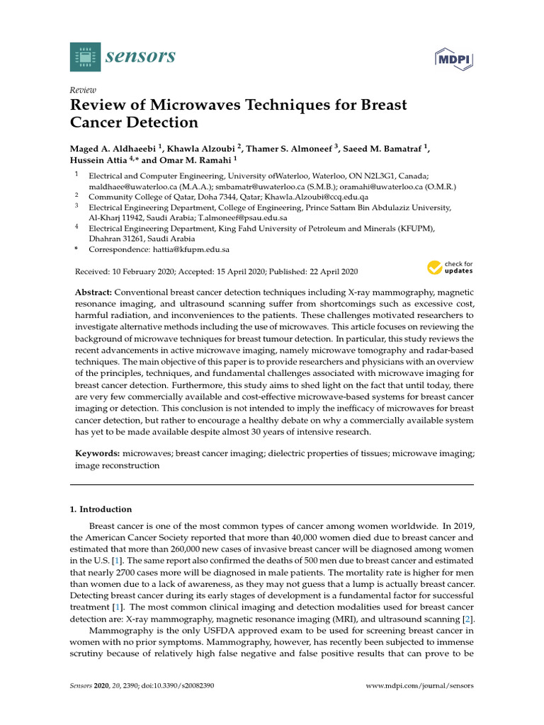 Review of Microwaves Techniques For Breast Cancer | PDF | Medical Imaging | Mammography