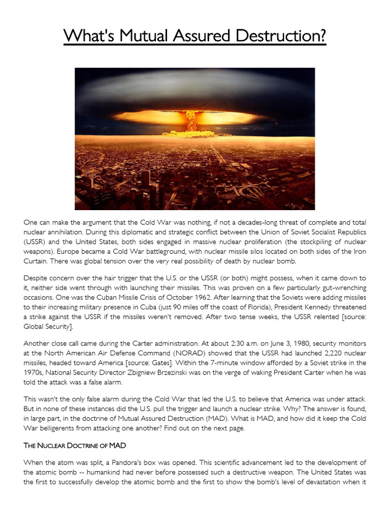 HO - What Is Mutually Assured Destruction | PDF | Mutual Assured Destruction | Nuclear Weapons