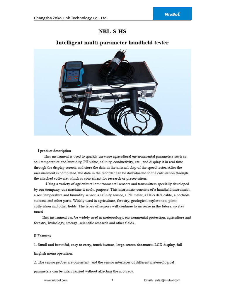 NBL-S Intelligent Soil Tester Manual | PDF | Soil | Sensor