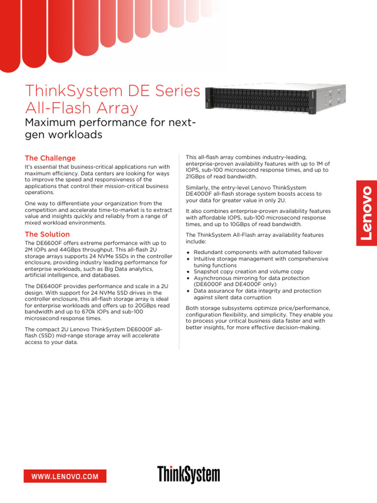 ThinkSystem DE Series | PDF | Solid State Drive | Information Technology Management