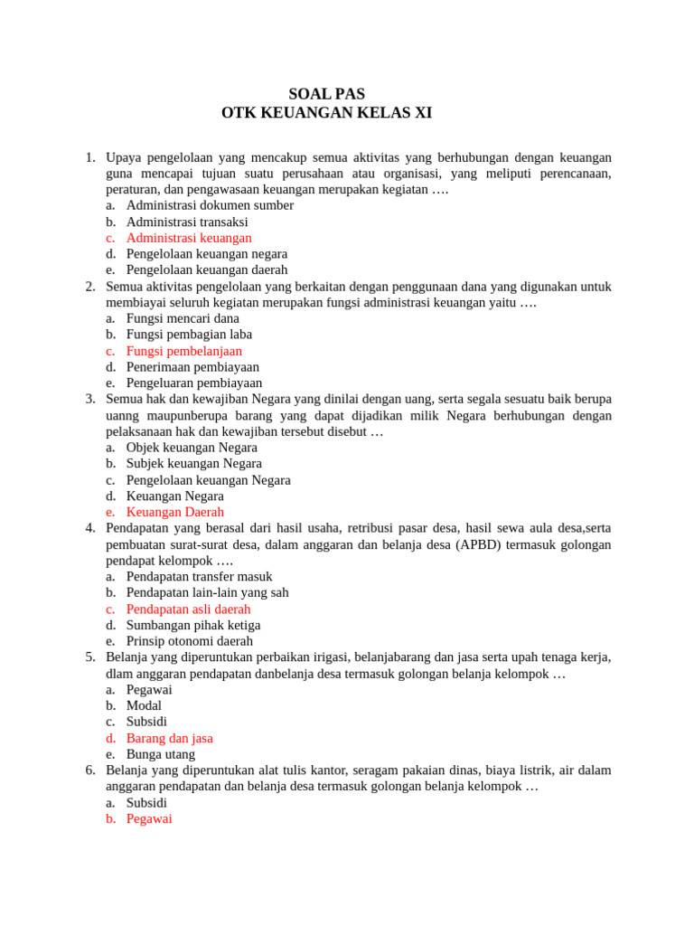 Soal Pas Otk Keuangan Kelas Xi | PDF