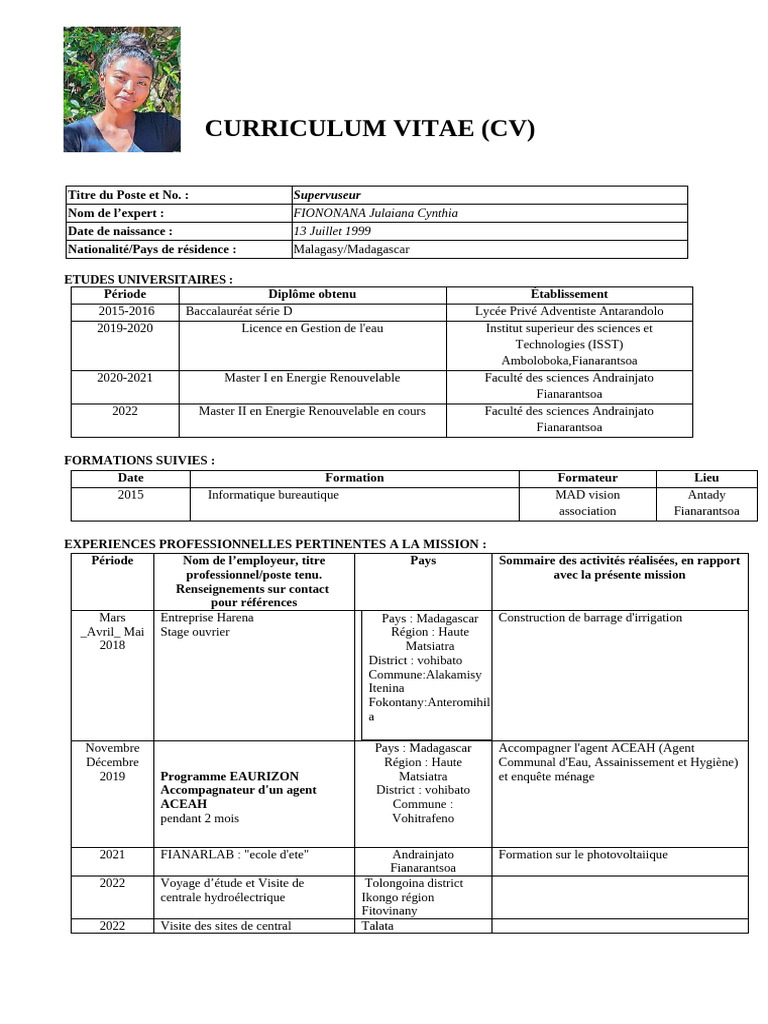 Modele CV Fid (3P Maximum) - Cerc Ap TMNC - Ancien Office | PDF