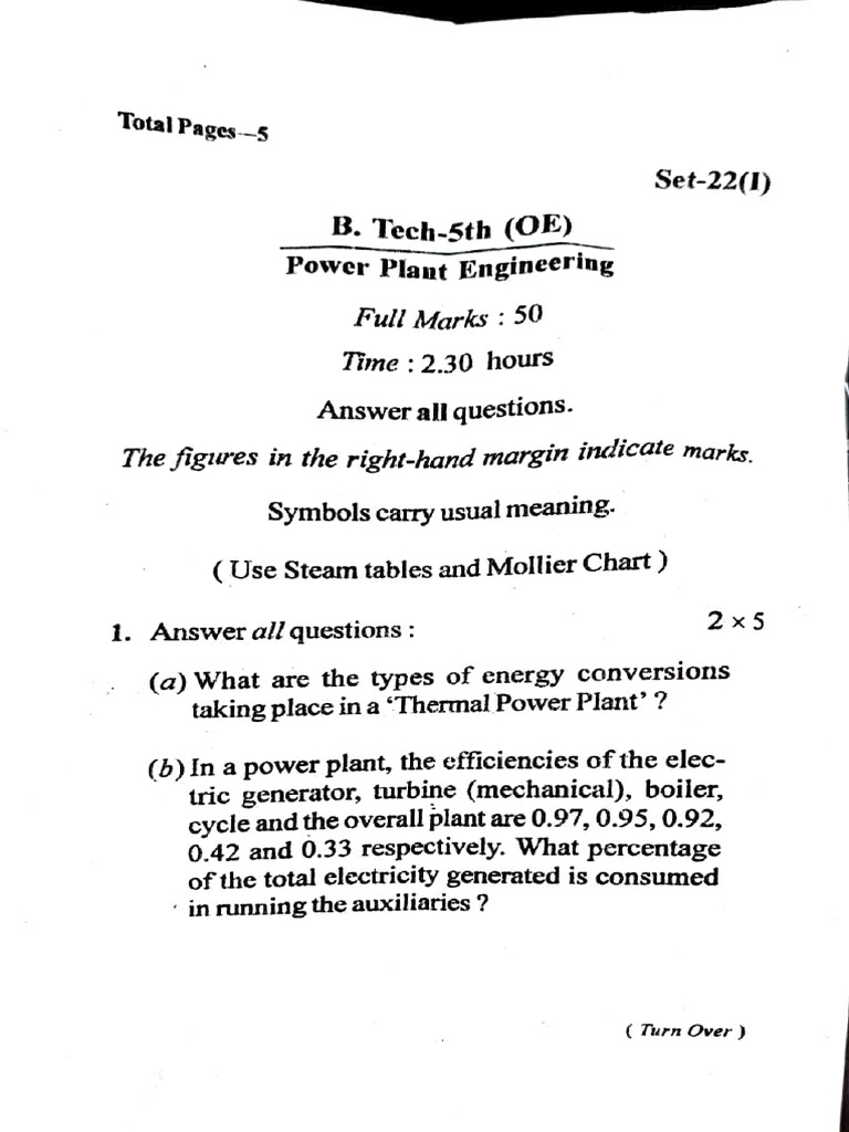 Ppe Odd End Sem Exam Question Paper 2022-23 | PDF | Steam | Power Station