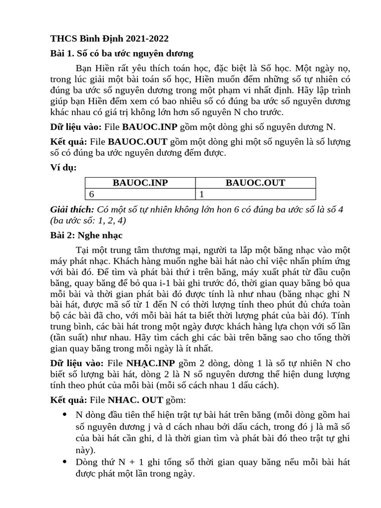 THCS Bình Định 2021 | PDF