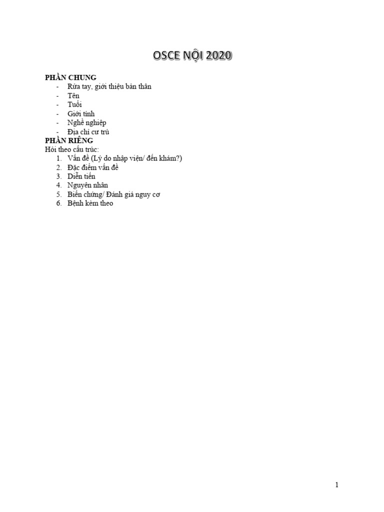 OSCE N I 2020 | PDF