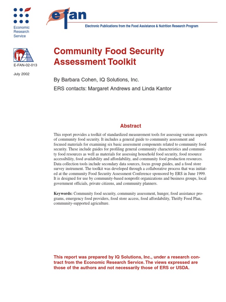 Community Food Security Assessment Toolkit | PDF | Food Security ...