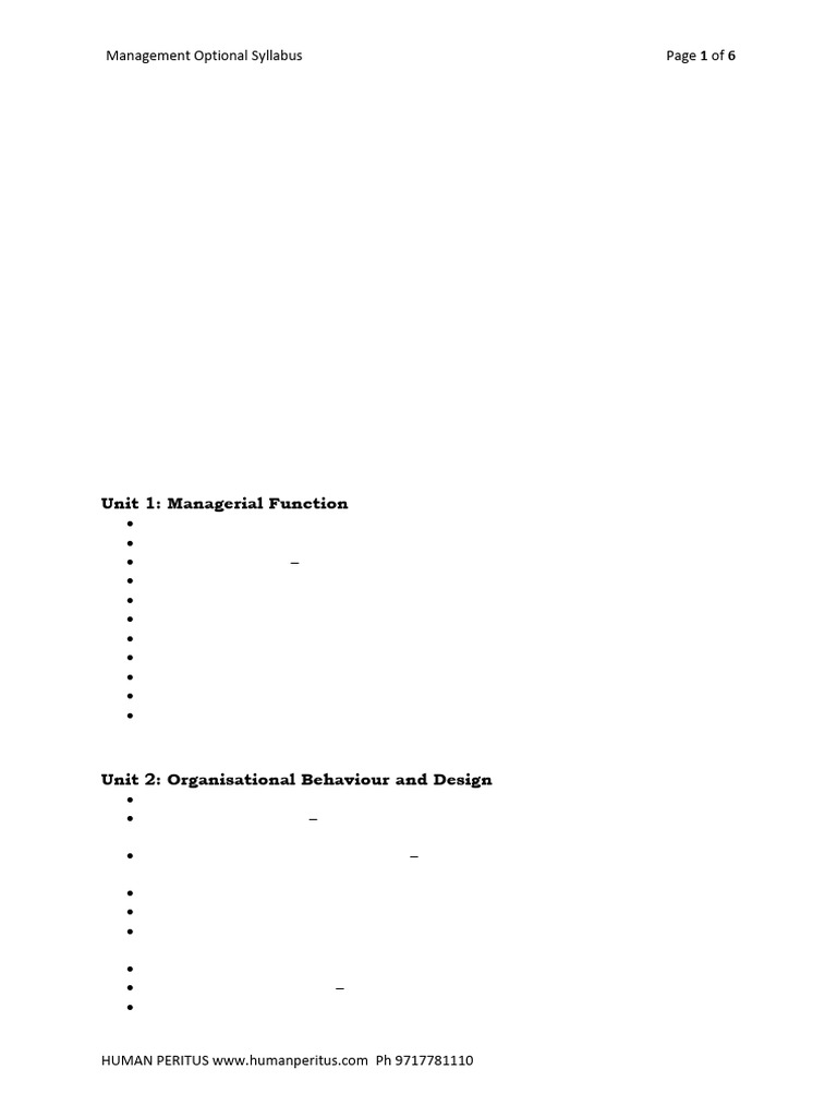 Management Optional Syllabus | PDF | Human Resource Management | Marketing