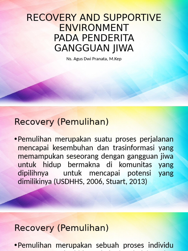 10 - Konsep Recovery and Supportive Environment | PDF | Pengembangan Diri