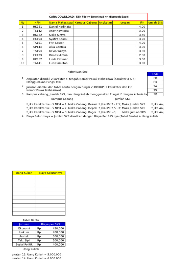 Panduan Download Data Mahasiswa Excel | PDF
