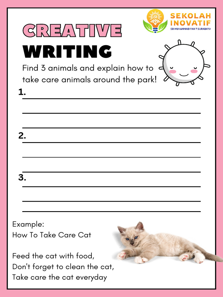 Pink Creative Writing Animal Worksheet | PDF
