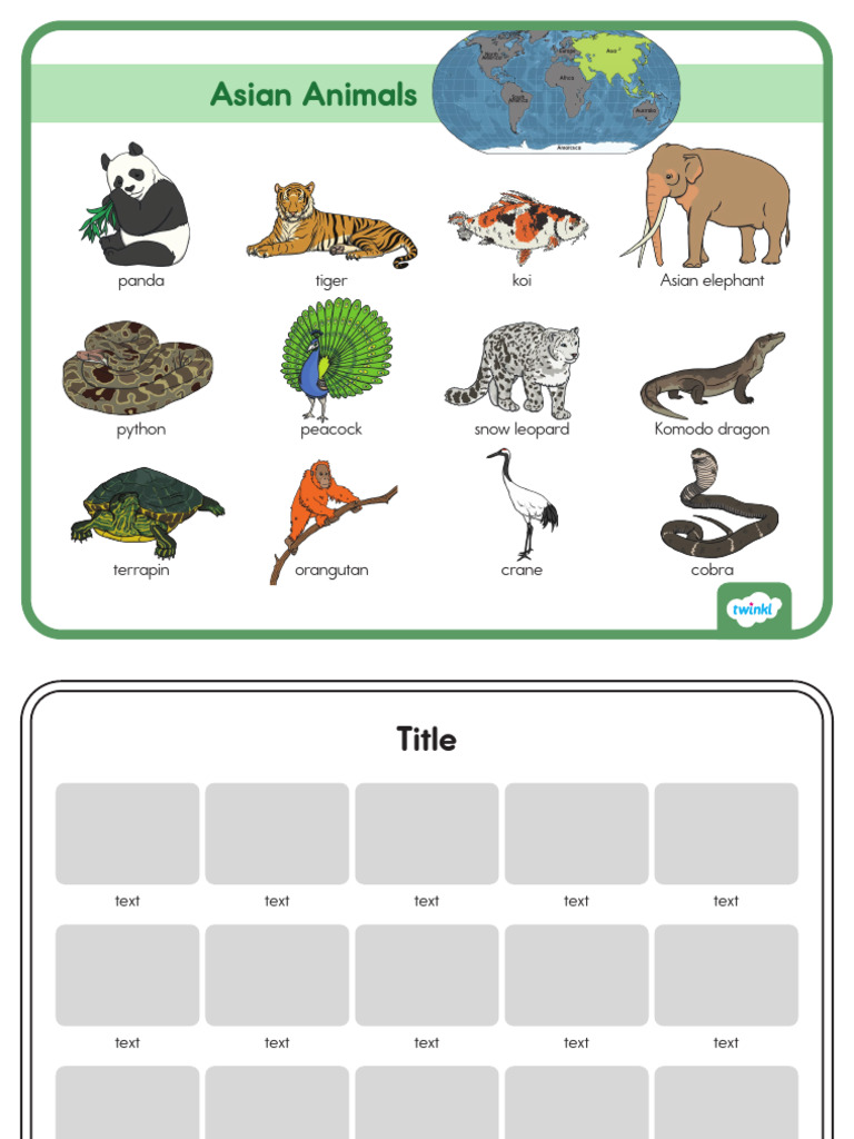 Asian Animals Word Mat | PDF