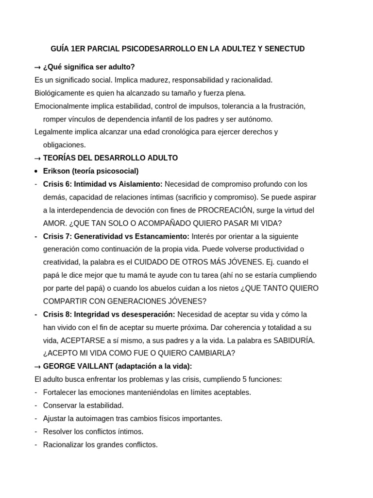 Guía Psicodesarrollo en La Adultez y Senectud | PDF | Adultos | Memoria