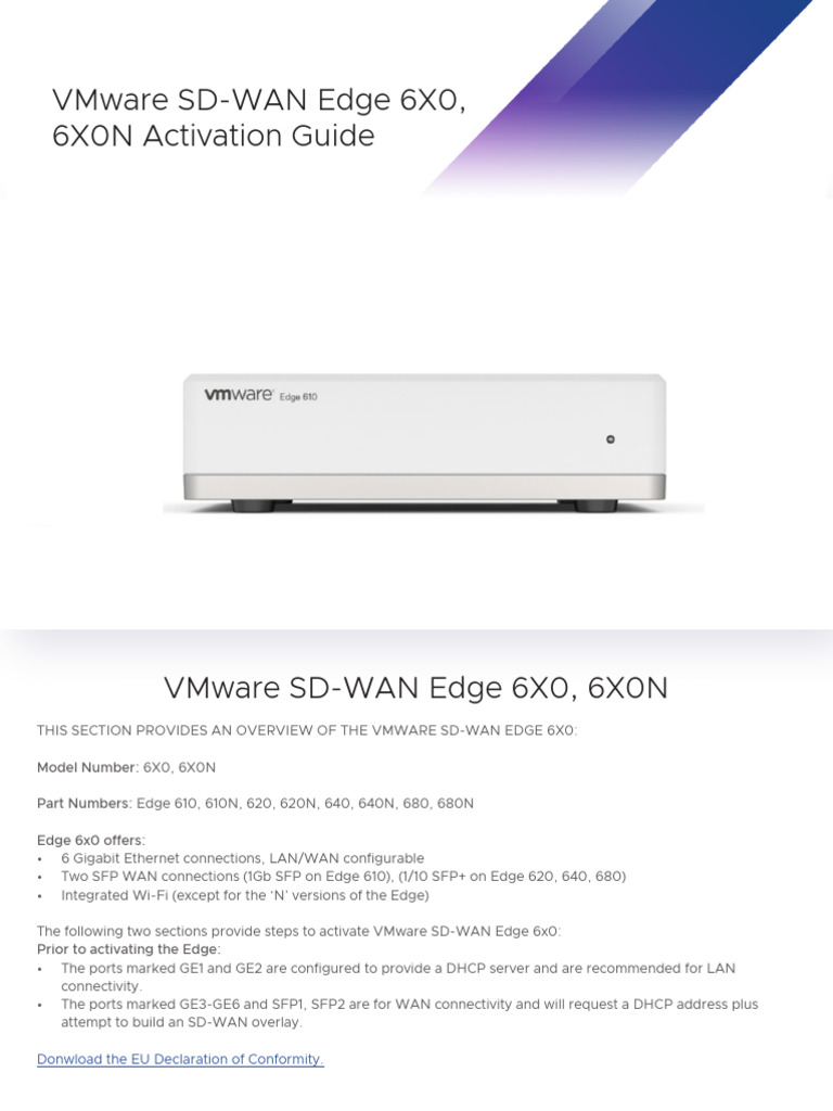 Vmware SD Wan Edge 6X0n Activation Guide | PDF | Business | Computers