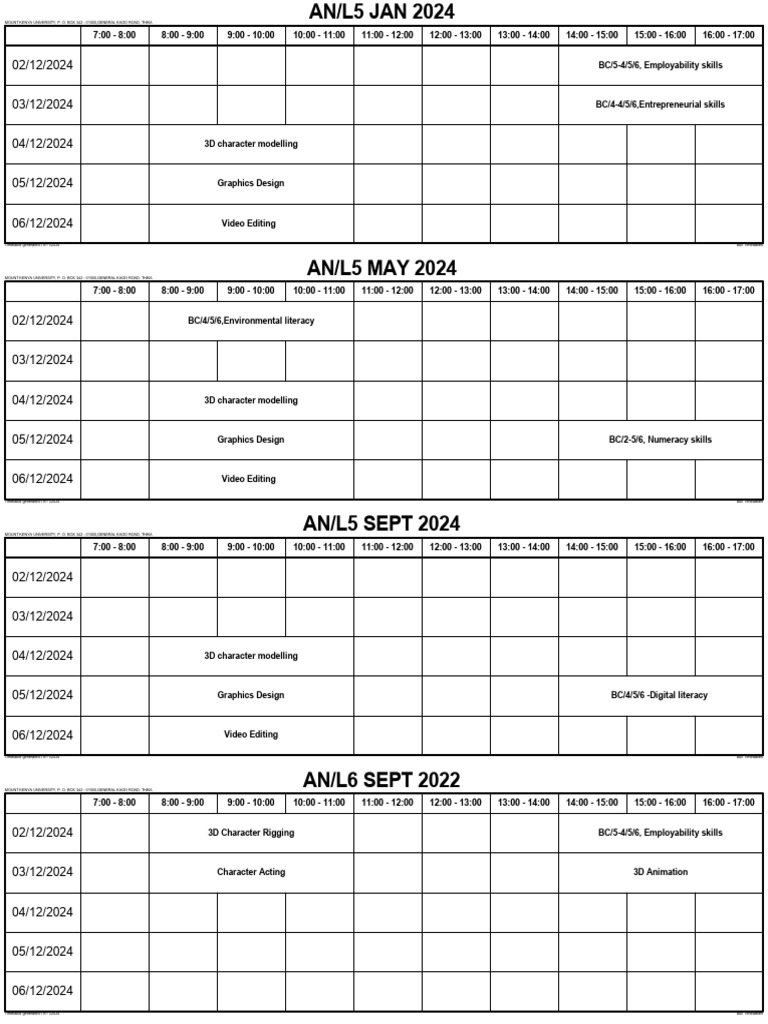 Exam Timetable | PDF | Computer Science | Information Technology
