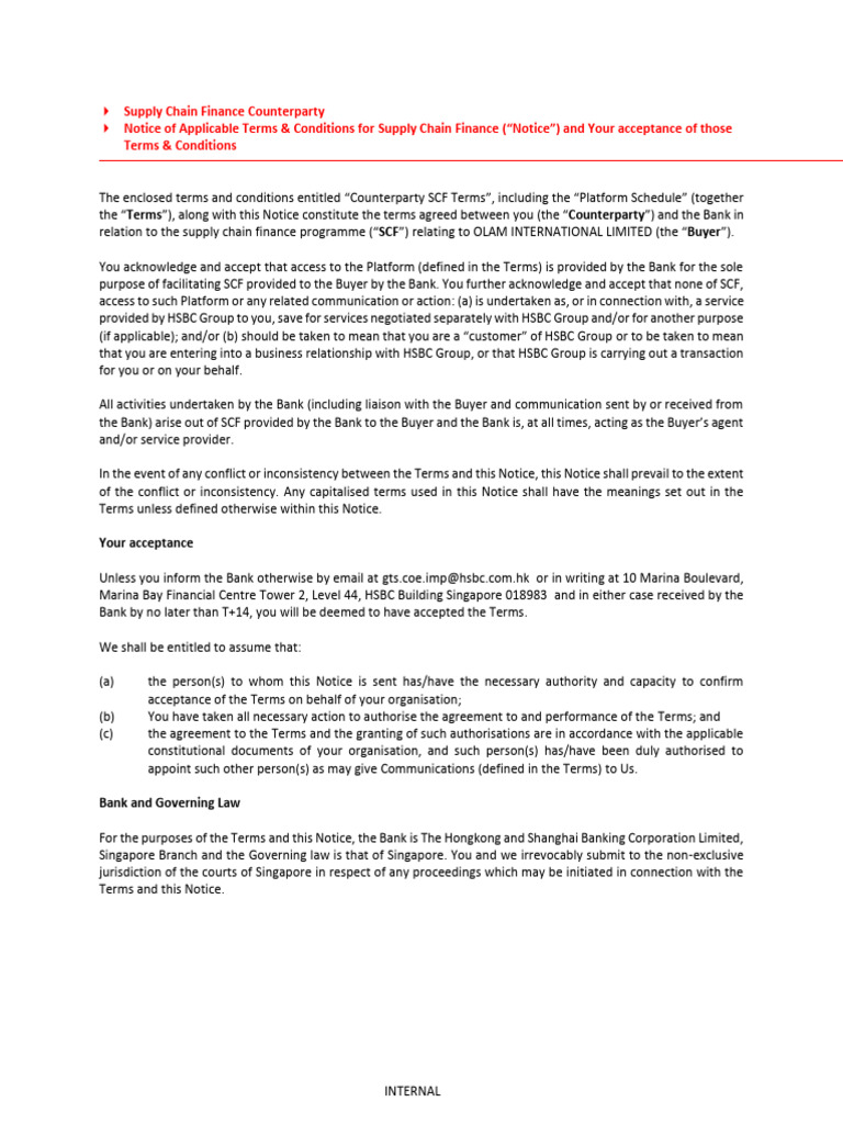 Supplier Notice and Terms - INTIMEX MY PHUOC | PDF | Taxes | Banks