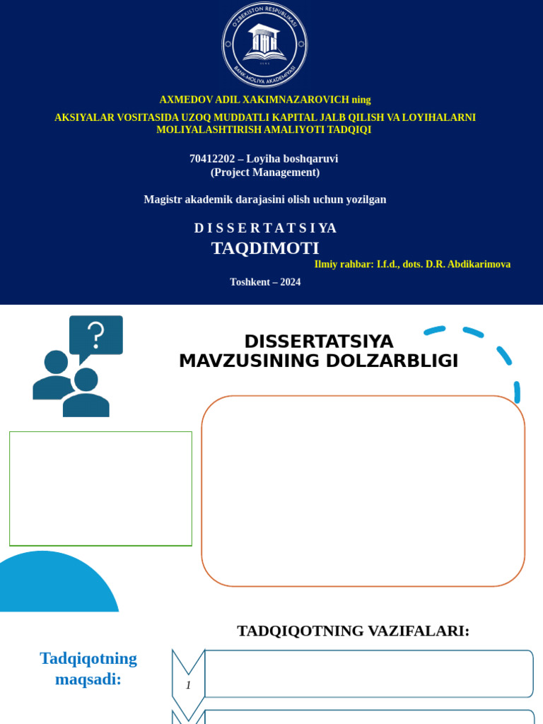 Dissertatsiya Taqdimoti Axmedov | PDF