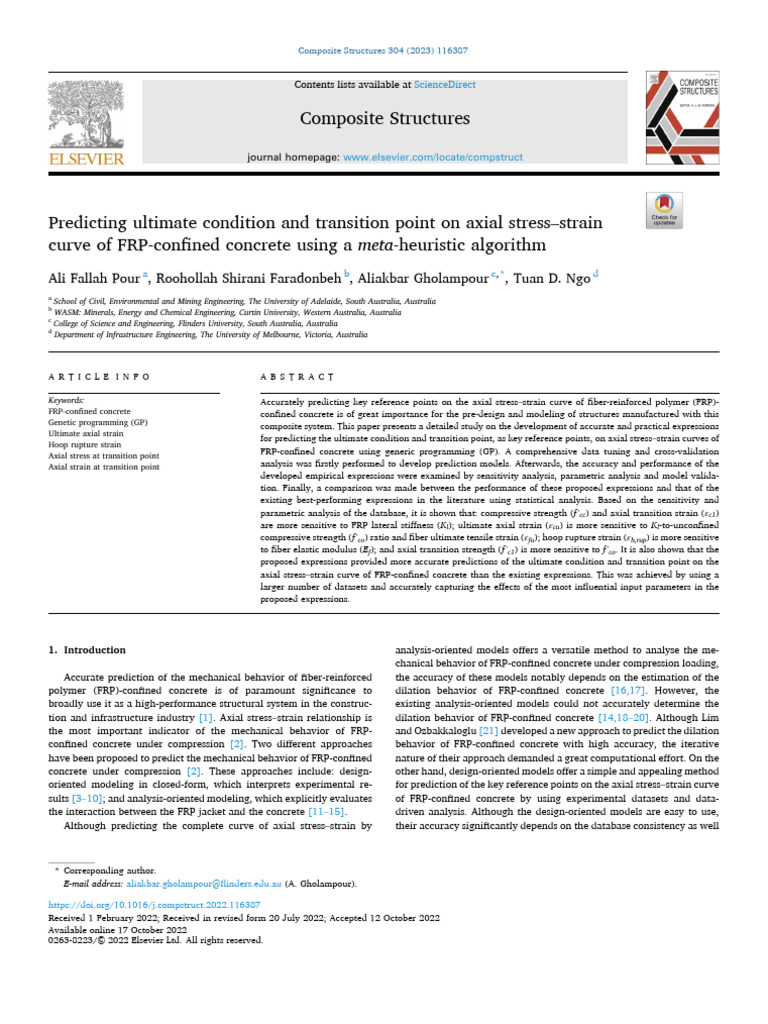 Predicting Ultimate Condition and Transition Point On Axial Stress ...