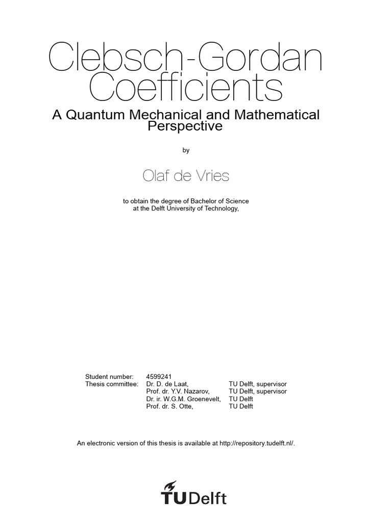 Understanding Clebsch-Gordan Coefficients | PDF | Eigenvalues And Eigenvectors | Hilbert Space