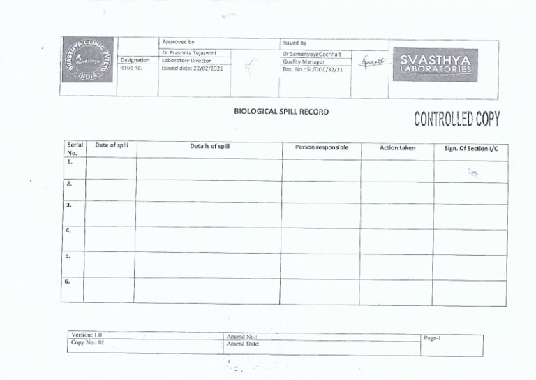 Biological Spill Record | PDF