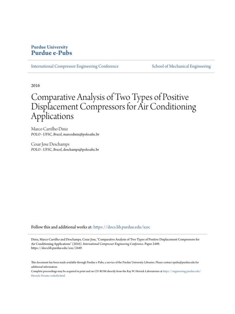 Comparative Analysis of Two Types of Positive Displacement Compre | PDF | Heat | Temperature