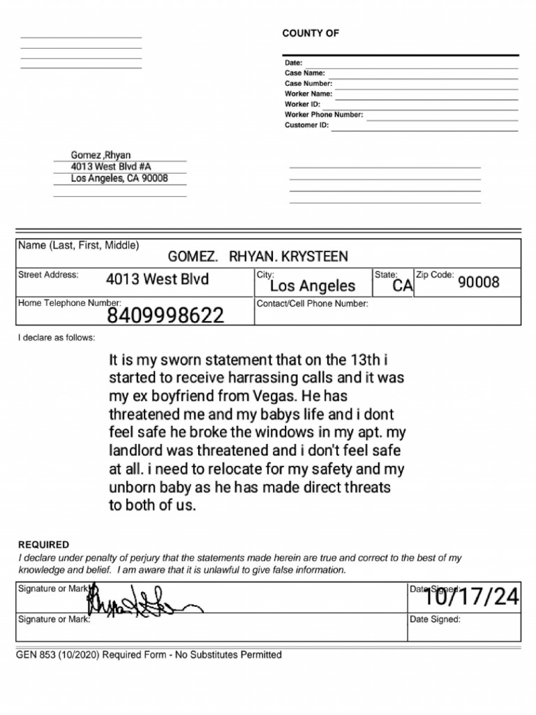 Sworn Statement (GEN 853) EN | PDF