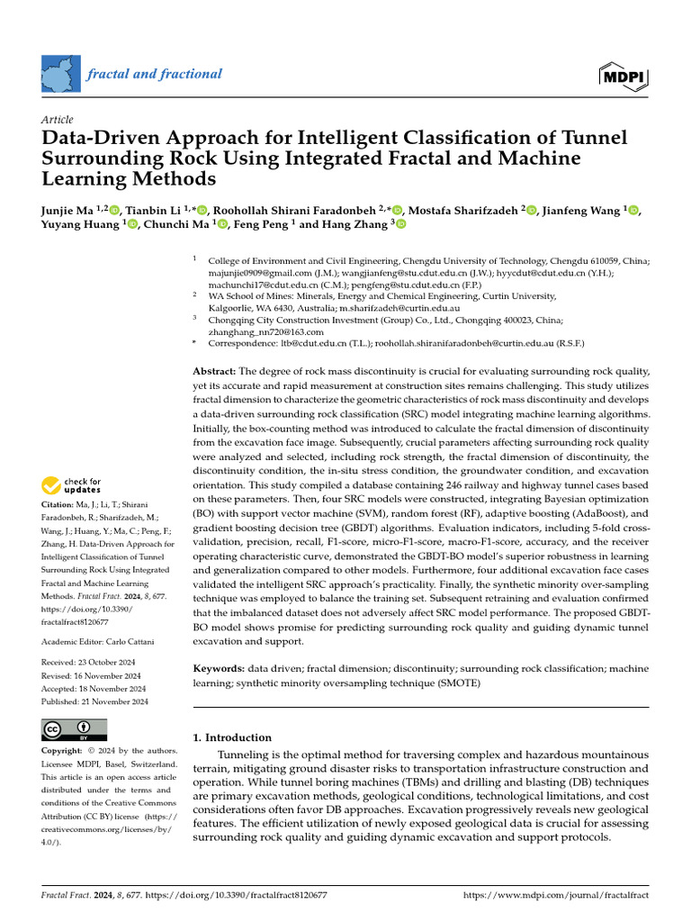 Data-Driven Approach For Intelligent Classification of Tunnel Surrounding Rock Using Integrated ...