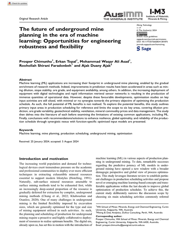 The Future of Underground Mine Planning in The Era of Machine Learning ...