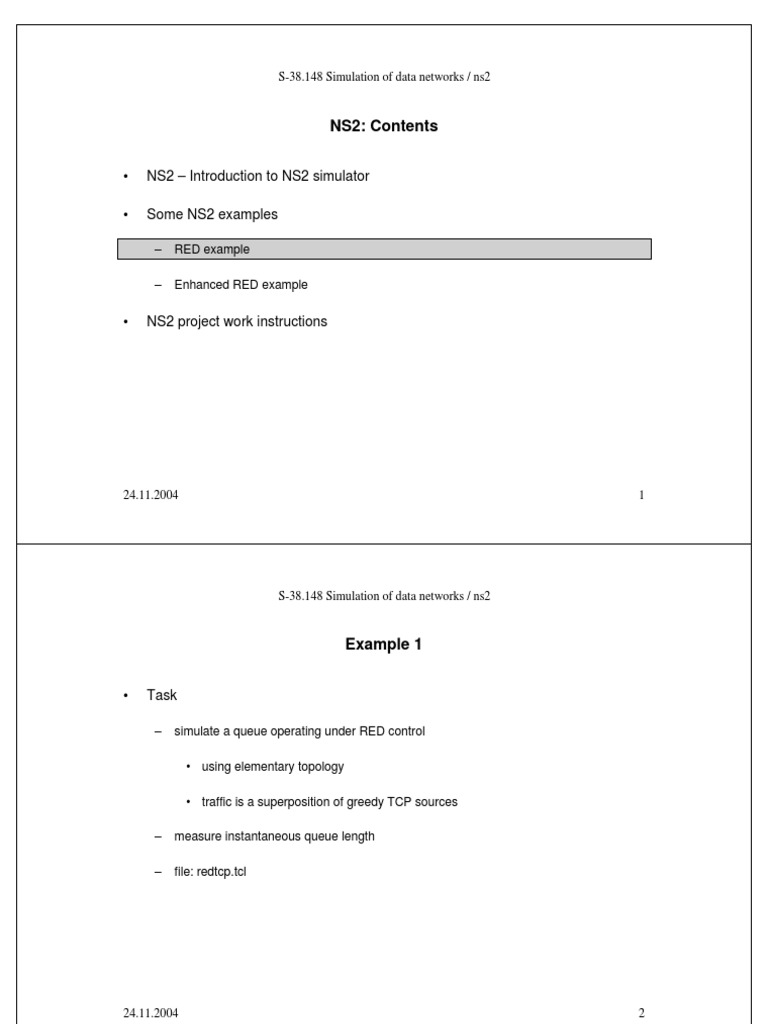 NS2 Simulation of RED Queue Using Tcl Scripts | PDF | Network ...