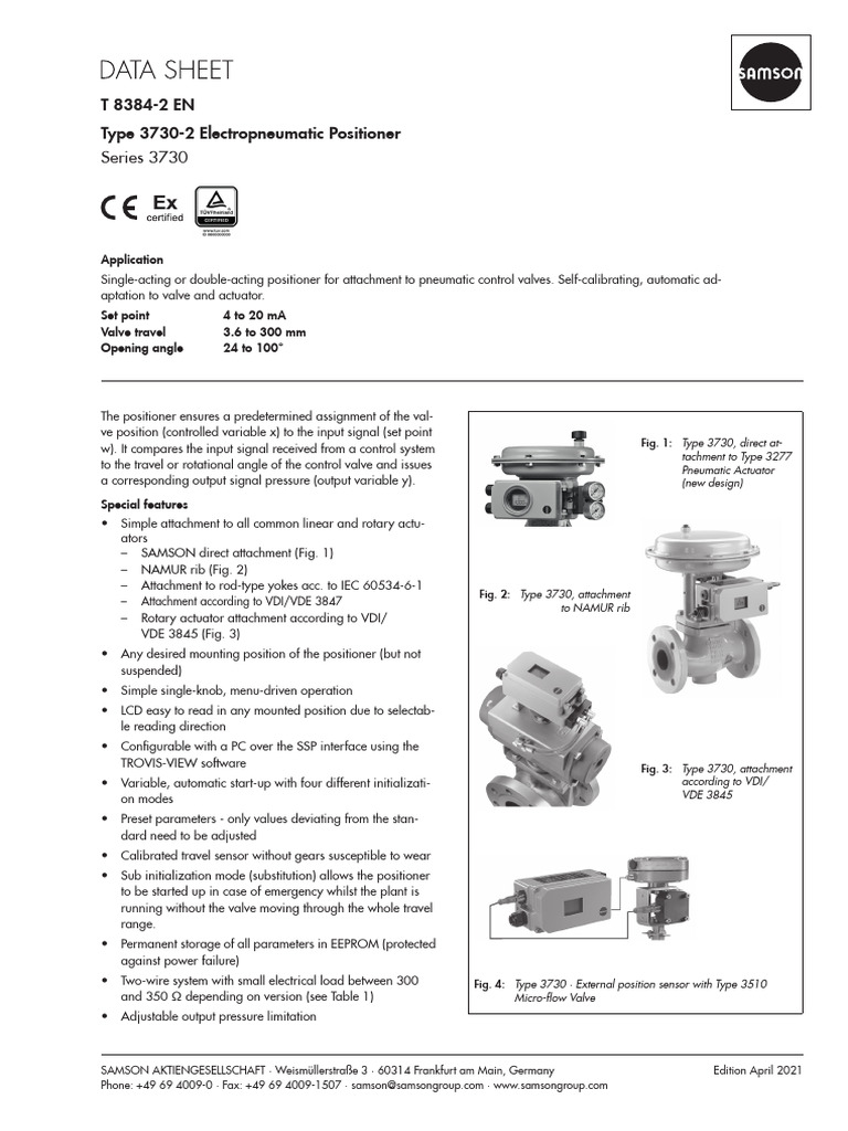 Type 3730-2 Electropneumatic Positioner | PDF | Valve | Actuator