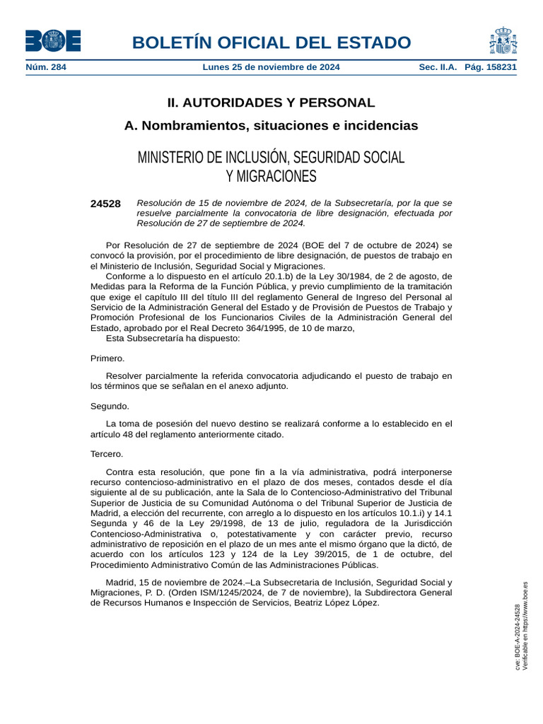 Boe A 2024 24528 | PDF | Gobierno