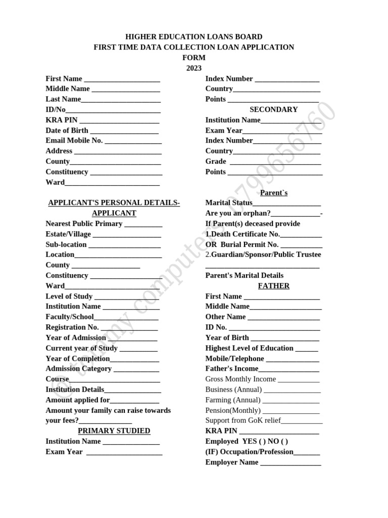 Helb DATA COLLECTION Forms | PDF