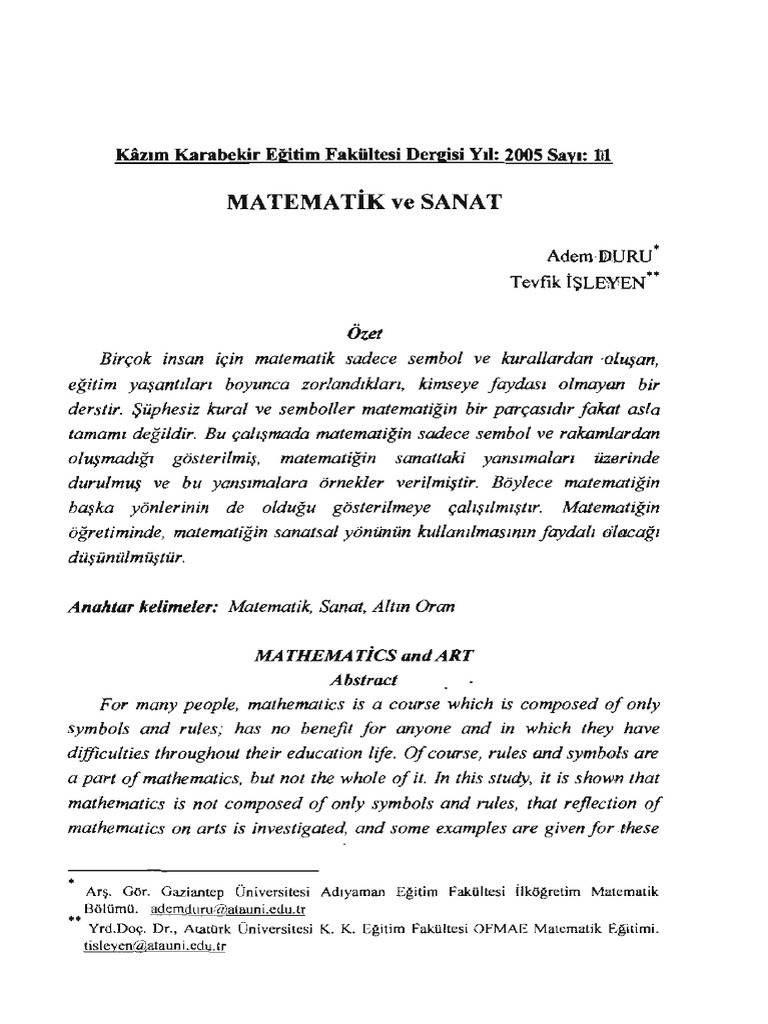 MATEMAT - K Ve SANAT (#37099) - 31441 | PDF