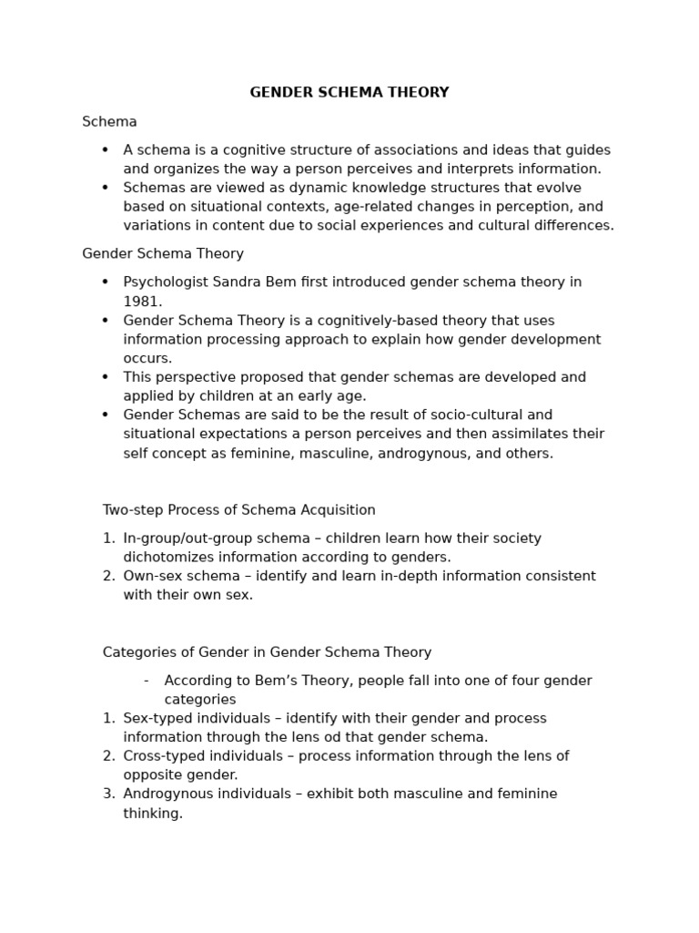 Gender Schema Theory | PDF | Wellness | Science & Mathematics