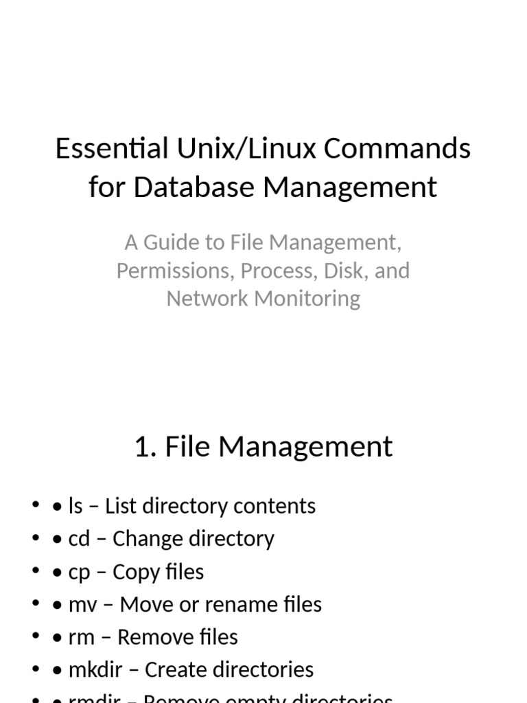 Unix Linux Commands For Database Management | PDF