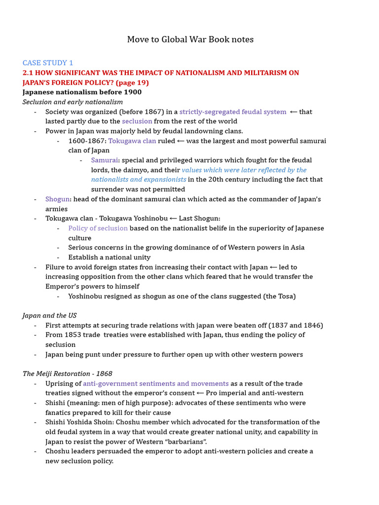 Move to Global War BOOK NOTES | PDF | Empire Of Japan | Shogun