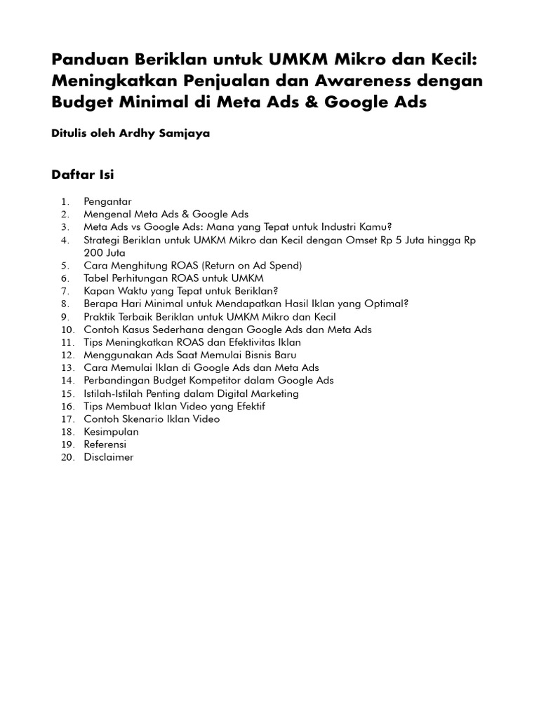 Panduan Ads Untuk UMKM | PDF