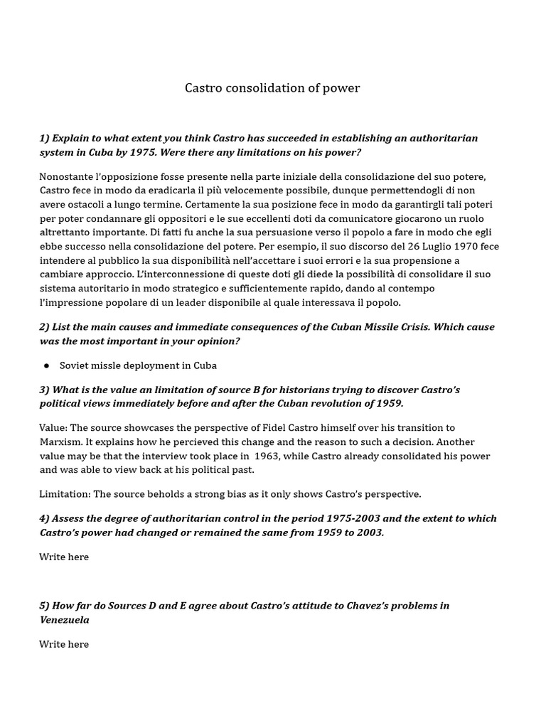 Castro's Authoritarian Power in Cuba | PDF | Fidel Castro | Cuba