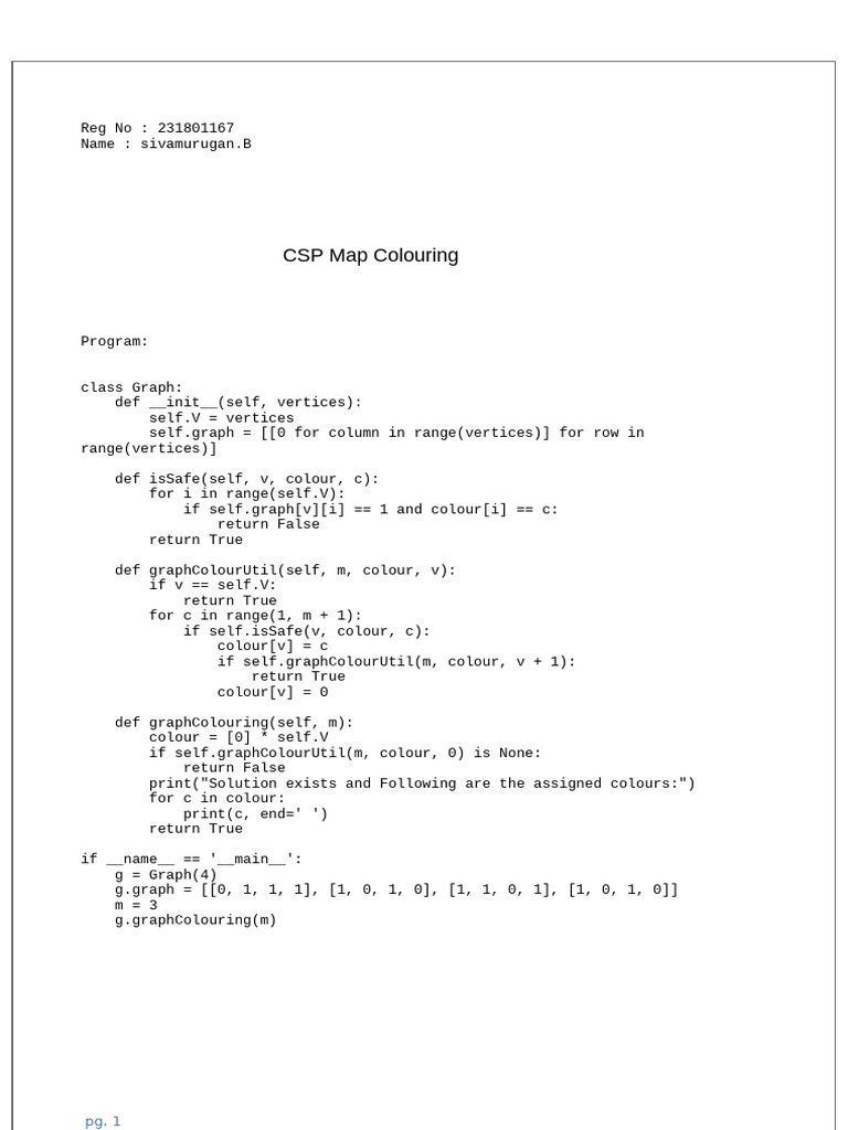 CSP Map Colouring | PDF
