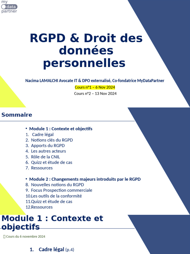 Cours-IsD RGPD-module1 6nov2024 2 | PDF | Vie privée et informatique