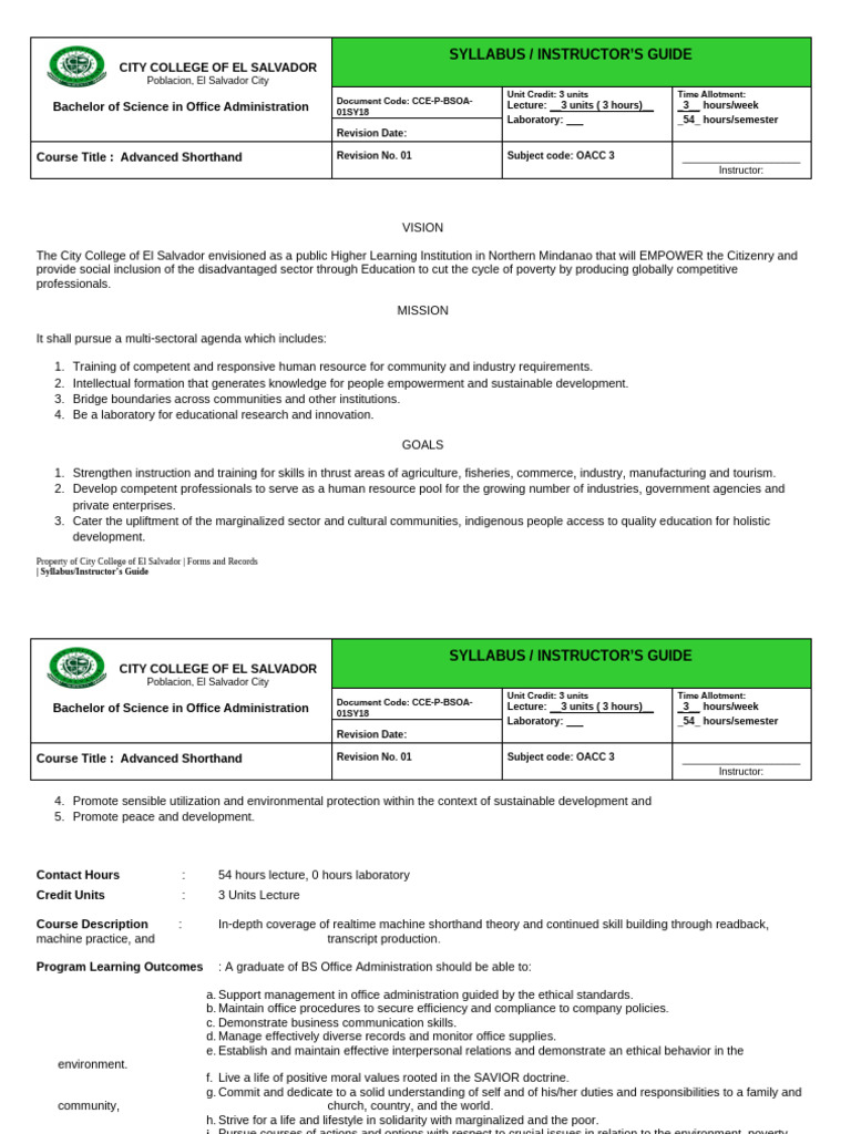 OACC 3 - Advanced Shorthand | PDF | Rubric (Academic) | Lecture