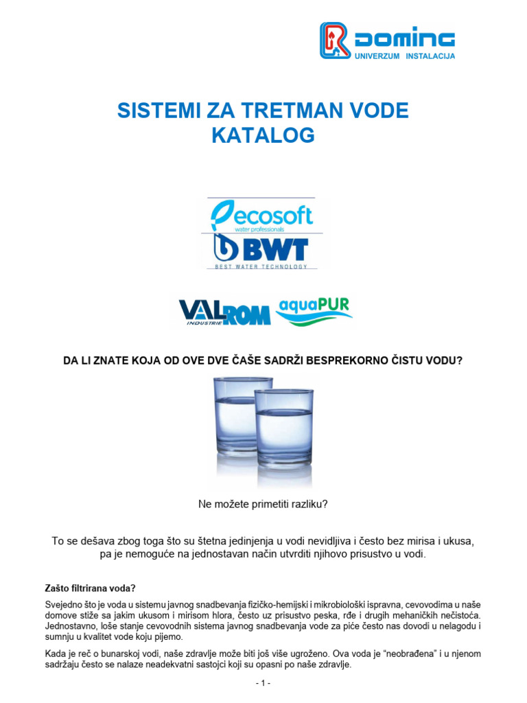 Sistemi Za Tretman Vode - Katalog | PDF