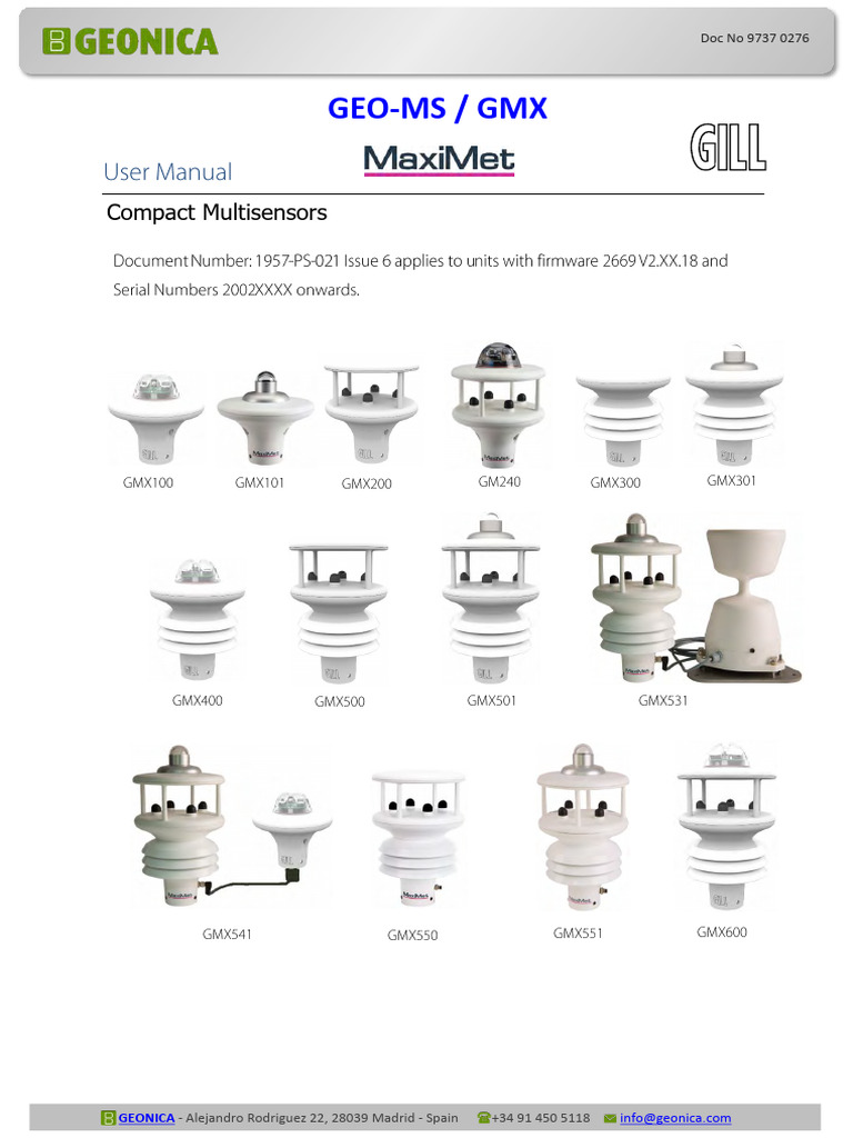 9737 0276 MaxiMet - GEO-MS Multisensors - User Manual | PDF | Rain ...